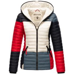 Navahoo Damen Stylische Steppjacke Colorblocking &Uuml;bergangsjacke mit Kapuze Multikulti