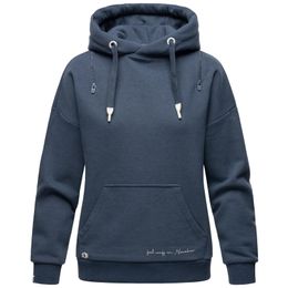 Navahoo Damen Kuscheliger Kapuzensweatshirt Hoodie mit breiten Tunnelzugkordeln Zuckerb&auml;rchen