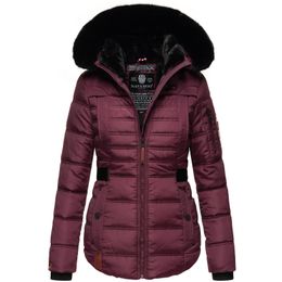 Navahoo Damen edler Winterjacke Kurzmantel mit abnehmbarem Kunstfellkragen Melikaa