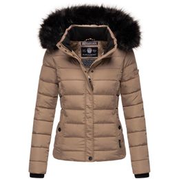 Navahoo Damen Steppjacke Hochwertige Winterjacke Mit Voluminöser Kunstpelz-Kapuze Miamor