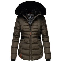 Navahoo Damen edler Winterjacke Kurzmantel mit abnehmbarem Kunstfellkragen Melikaa