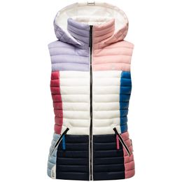 Navahoo Damen Steppweste &Auml;rmellose Weste im Colourblocking-Stil und Kapuze Shadaa Multikulti