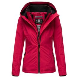 Marikoo Damen Sportliche Outdoorjacke Übergangs Regenjacke mit Kapuze Erdbeere