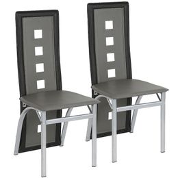 Esszimmerstühle 2 Set Stuhl Küchenstuhl Esszimmerstuhl Wohnzimmerstühle Kunstleder Hochlehner Schwarz und grau