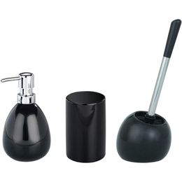 Bad-Accessoire-Set Polaris Black 3-teilig Keramik, 3-teilig, Keramik, Schwarz, Keramik schwarz - schwarz - Wenko