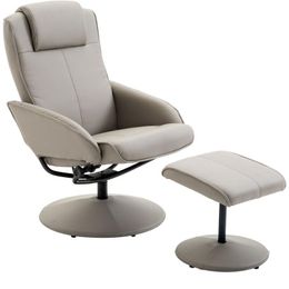 Relaxsessel Sessel Fernsehsessel Armsessel 360° drehbar mit Fußstütze Grau L78 × B71 × H101 cm - Grau - HOMCOM