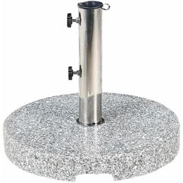 Beliani Sonnenschirmständer Grau Granit ⌀ 45 cm Rund mit Edelstahlrohr Modern Garten Terrasse Balkon Outdoor Außenbereich Ausstattung Zubehör - Silber