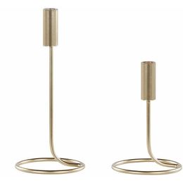 Beliani - Kerzenständer Gold 2er Set Eisen für 2 Kerzen mit rundem Sockel moderner Look Dekoartikel Dekoration Wohnzimmer Salon Innenbereich - Gold