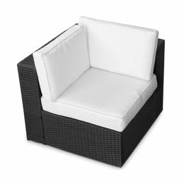 Gardeni Gartenmöbel Rattan Lounge Sessel xl ✔ 4-tlg ✔ Polyrattan schwarz ✔ Kissen weiss ✔ BD-0073