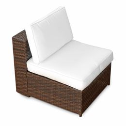 Gardeni Gartenmöbel Rattan Lounge Sessel xl ✔ 3-tlg ✔ Polyrattan braun-mix ✔ Kissen weiss ✔ BD-0064