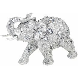 Signes Grimalt Afrikanische Figur und Elefantenfiguren Aphric Elephant Figur und Silber Elefanten 6x20x13cm 20235 - Plateado