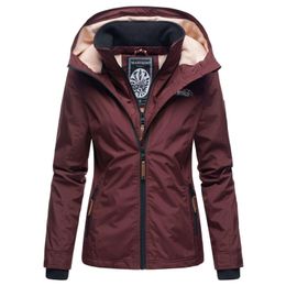 Marikoo Damen Sportliche Outdoorjacke Übergangs Regenjacke mit Kapuze Erdbeere