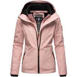 Marikoo Damen Sportliche Outdoorjacke Übergangs Regenjacke mit Kapuze Erdbeere