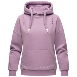 Navahoo Damen Kuscheliger Kapuzensweatshirt Hoodie mit breiten Tunnelzugkordeln Zuckerbärchen