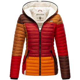 Navahoo Damen Stylische Steppjacke Colorblocking Übergangsjacke mit Kapuze Multikulti