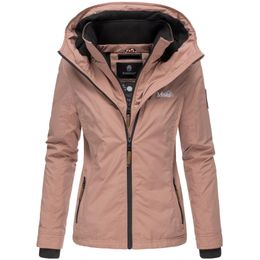 Marikoo Damen Sportliche Outdoorjacke Übergangs Regenjacke mit Kapuze Erdbeere