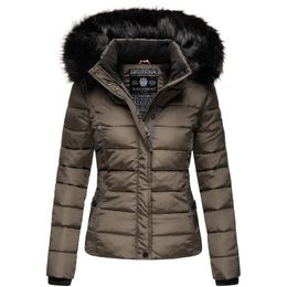 Navahoo Damen Steppjacke Hochwertige Winterjacke Mit Voluminöser Kunstpelz-Kapuze Miamor