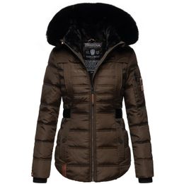 Navahoo Damen edler Winterjacke Kurzmantel mit abnehmbarem Kunstfellkragen Melikaa