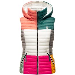 Navahoo Damen Steppweste Ärmellose Weste im Colourblocking-Stil und Kapuze Shadaa Multikulti