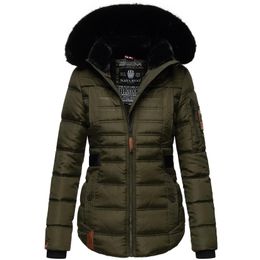 Navahoo Damen edler Winterjacke Kurzmantel mit abnehmbarem Kunstfellkragen Melikaa