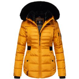 Navahoo Damen edler Winterjacke Kurzmantel mit abnehmbarem Kunstfellkragen Melikaa