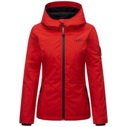 Marikoo Damen Sportliche Outdoorjacke Übergangs Regenjacke mit Kapuze Brombeere