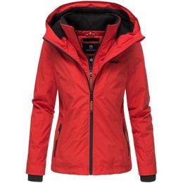 Marikoo Damen Sportliche Outdoorjacke Übergangs Regenjacke mit Kapuze Erdbeere