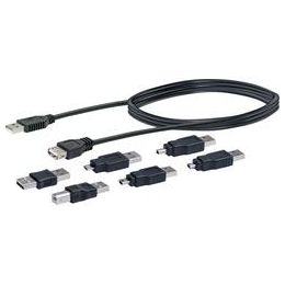 Schwaiger USB 2.0 Anschlusskabel Set CAUSET 531 7-teilig schwarz, 1,5 m
