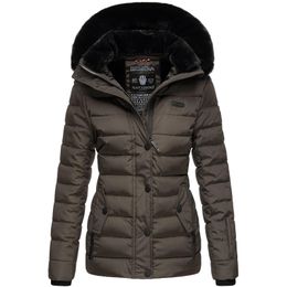 Navahoo Damen Warme Steppjacke Winterjacke mit weicher Kunstfell-Kapuze Milianaa