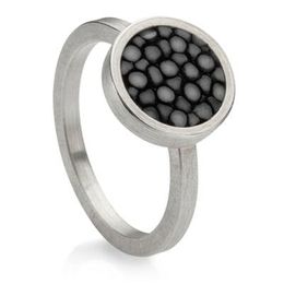 Fischleder Store Fingerring Silber-Rochenleder schmal