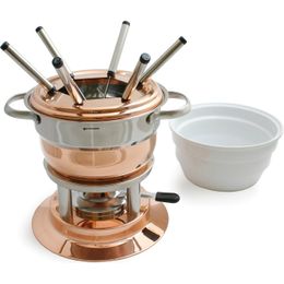 SWISSMAR Fondue Lausanne, 1,8 l, 11-teilig, inkl. 6 nummerierten Fonduegabeln und Keramikeinsatz, braun