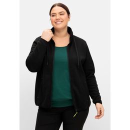 sheego Große Größen: Funktionsjacke aus Strickfleece, mit Stehkragen, schwarz, Gr.40/42