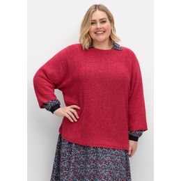 sheego Große Größen: Oversized-Pullover mit 3/4-Arm, aus Bändchengarn, orchidee, Gr.56/58