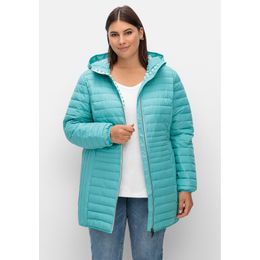 sheego Große Größen: Leicht wattierte Longsteppjacke mit Kapuze, aqua, Gr.56