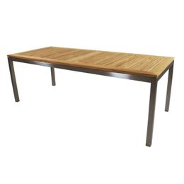 Lesli Living Gartentisch Lesli Living Diningtisch "Marmaris" Teak mit Edelstahl 220x90cm