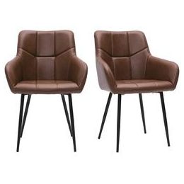 Miliboo Design-Stühle aus braunem Polyurethan und schwarzem Metall (2er-Set) MONTERO