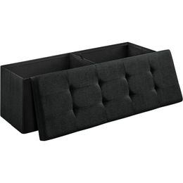 Songmics Sitzbank mit Stauraum, 110 cm, klappbare Sitztruhe, Aufbewahrungsbox, Fußbank, schwarz