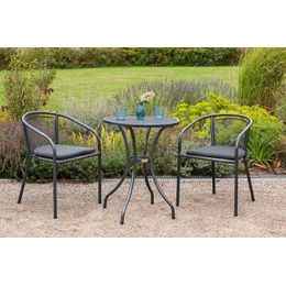 Merxx Garten-Essgruppe Delos, (3-tlg), 2 Stapelsessel mit Sitzkissen, Tisch, braun