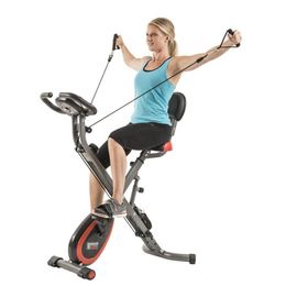 Motive Fitness by U.N.O. Heimtrainer Multi-Function X-BIKE (mit/ohne Unterlegmatte), inkl. Seilzug für Arme und Beine, rot|schwarz