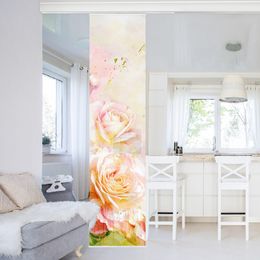 Schiebegardine Aquarell Rosen Komposition