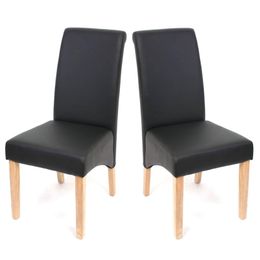 MCW 2er-Set Esszimmerstuhl Cesena ~ Kunstleder matt, schwarz, helle F&uuml;&szlig;e