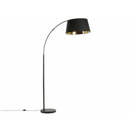 Beliani Stehlampe Schwarz 197 cm aus Metall mit Stoffschirm langes Kabel mit Schalter Bogenlampe Modernes Design - Kupfer