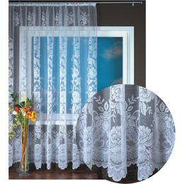 Arsvita - Gardine Jacquard Universalband Spitzenoptik Vorhang Blumenmuster weiß, Auswahl: 500 x 245 cm, Design: Thekla - Weiß