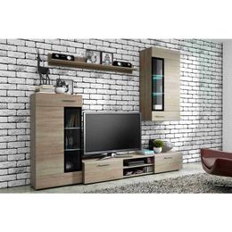Mediawand tinna Wohnwand 4-tlg. mit TV-Schrank für Wohnzimmer Eiche Sonoma - Furnix