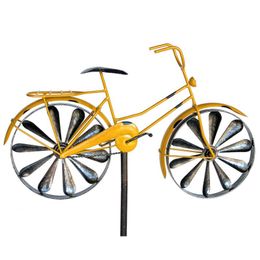 DanDiBo - Gartenstecker Metall Fahrrad xl 160 cm Gelb 96101 Shabby Windspiel Windrad Wetterfest Gartendeko Garten Gartenstab Bodenstecker