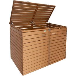 Comfort Mülltonnengarage / Mülltonnenbox Braun natur für 2x 240 l nachhaltig aus Holz - Endorphin