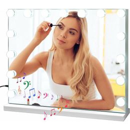 Spiegel mit 15 LED-Beleuchtung, Schminkspiegel, Dimmbarer Kosmetikspiegel mit 10x Vergroesserung - Goplus