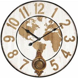 Signes Grimalt - Wand adorno Uhr World Wall Clock Brown Uhren 4x58x58cm 28574 - Marrón
