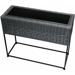 KYNAST EXKLUSIV - Pflanzkasten Poly Rattan 65 x 24 x 52 cm grau mit Einsatz - Grau