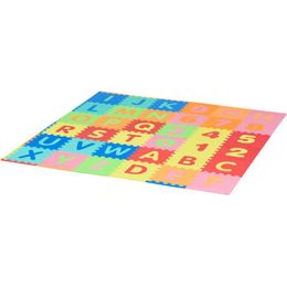 Kinder Puzzlematte mit Buchstaben und Zahlen 182,5 cm x 182,5 cm x 1 cm - Mehrfarbig - HOMCOM